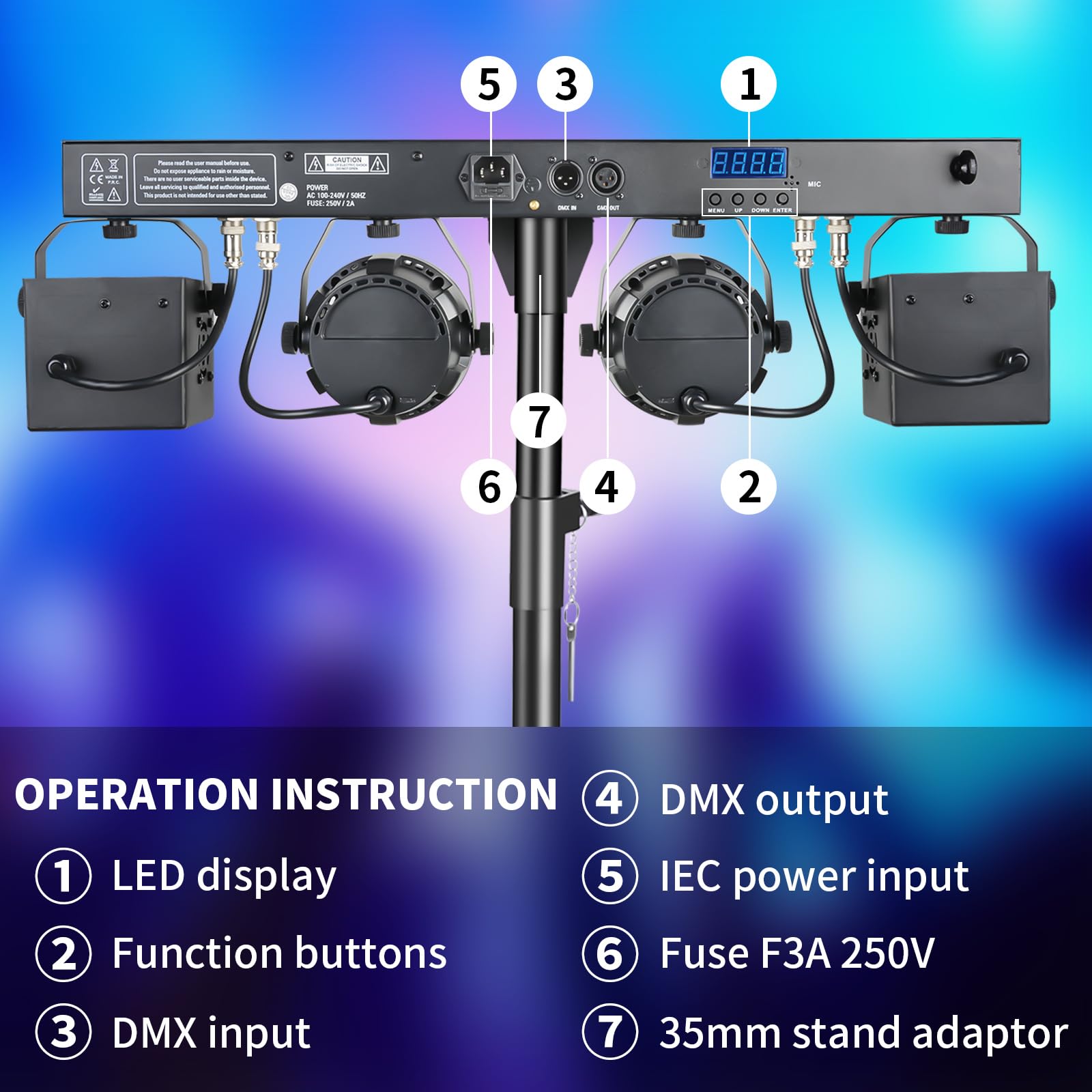 Bloazzup DJ Lights with Stand, RGB Party Lights DJ Disco Lights for ...