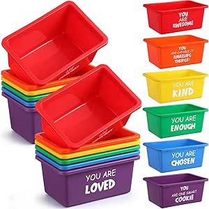 Amazon.com: Thyle Plastic Cubby Bins with Labels 11.6 x 7.7 Inch ...