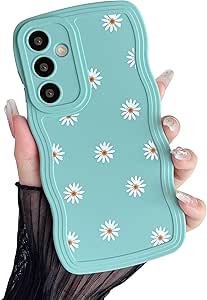 ZTOFERA Case for Samsung Galaxy A35 5G, Cute Curly Wave Frame Daisy Pattern Liquid Silicone Case ...