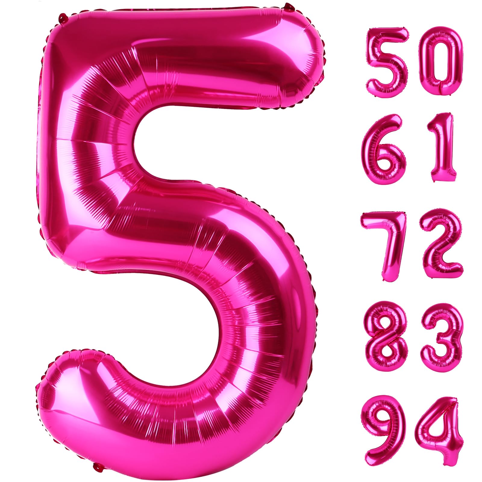 Amazon.com: Hot Pink 5 Balloon, Number Balloons 40 Inch, 5th Birthday ...