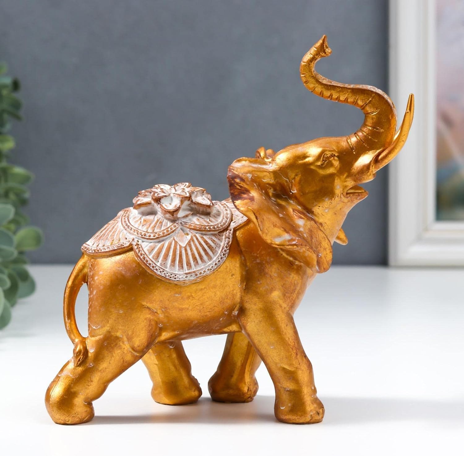 Amazon.com: Gold Elephant Decor - Gold Elephant Figurines with Trunk Up ...