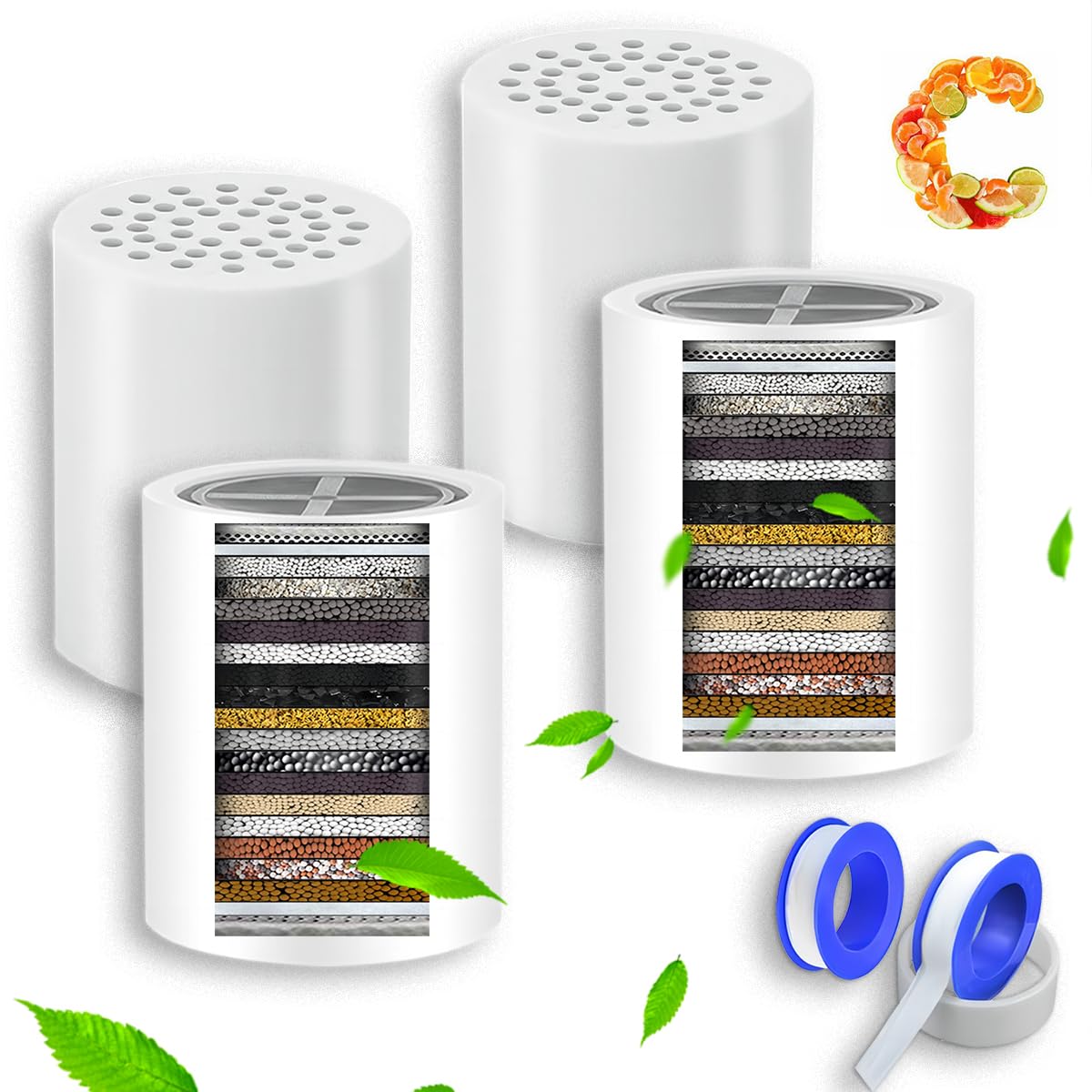 20-Stage High Output Shower Head Filter Cartridges Replacement for Hard ...