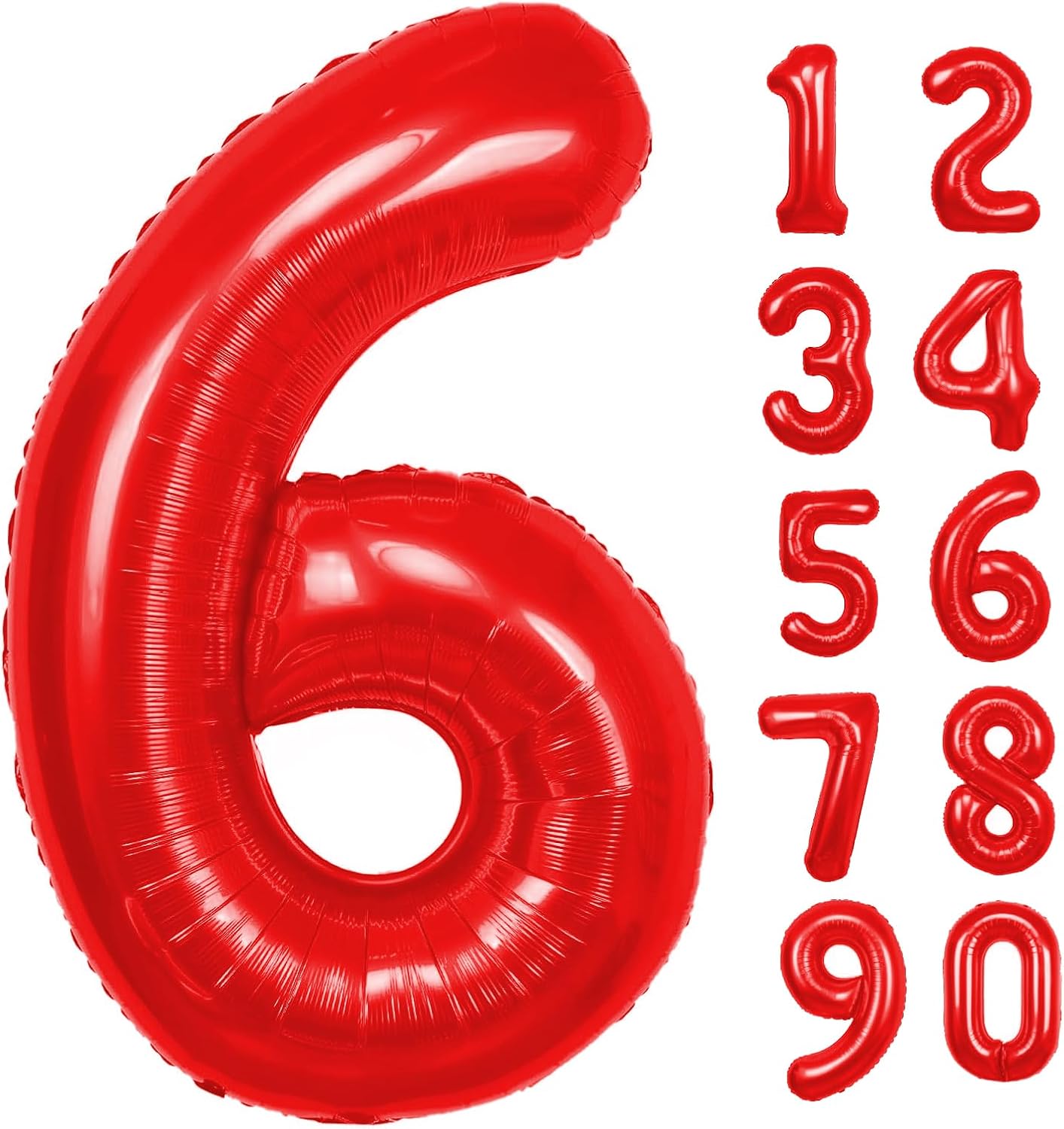 Amazon.com: 40 inch Red Number 6 Balloon, Giant Large 6 Foil Balloon ...