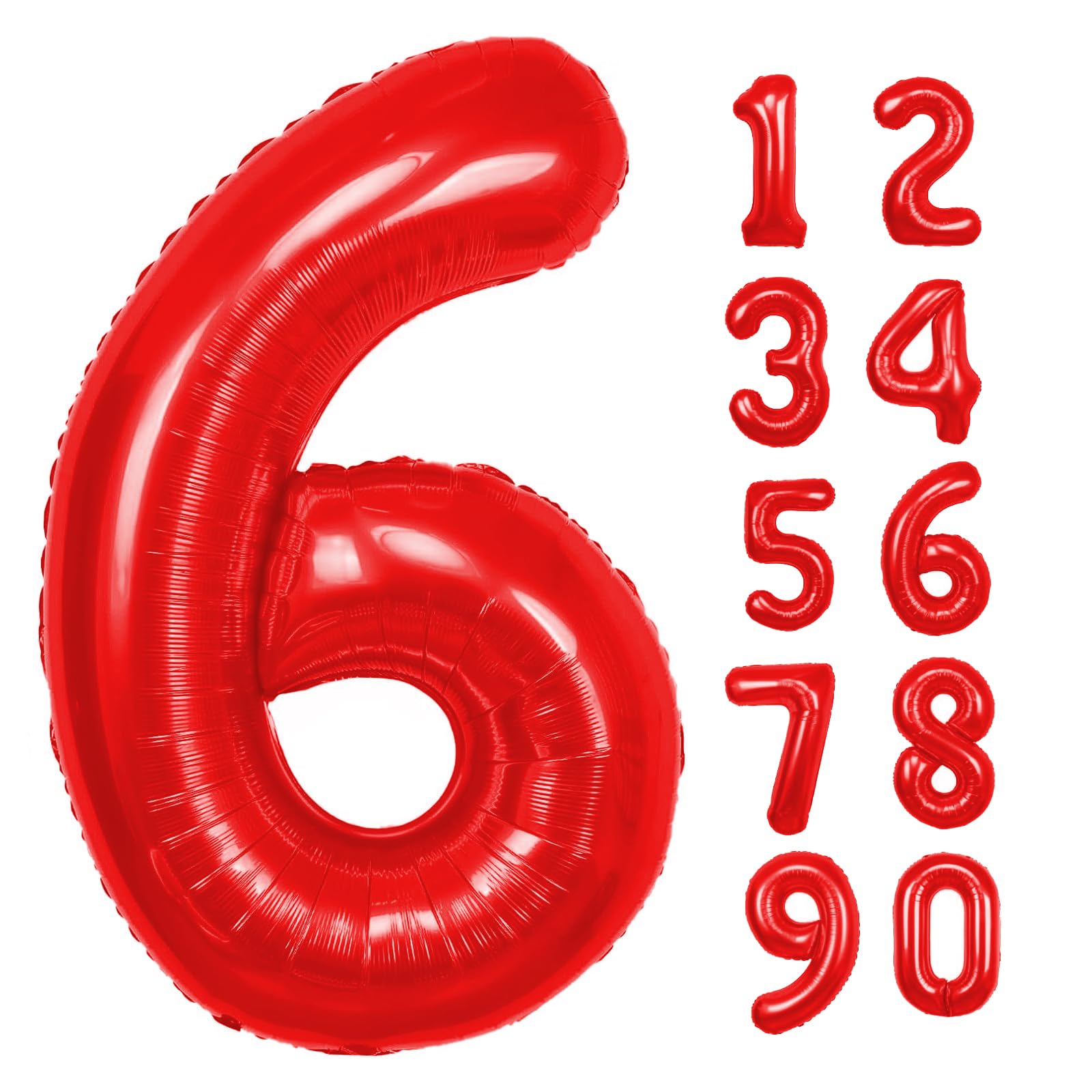 Amazon.com: 40 inch Red Number 6 Balloon, Giant Large 6 Foil Balloon ...