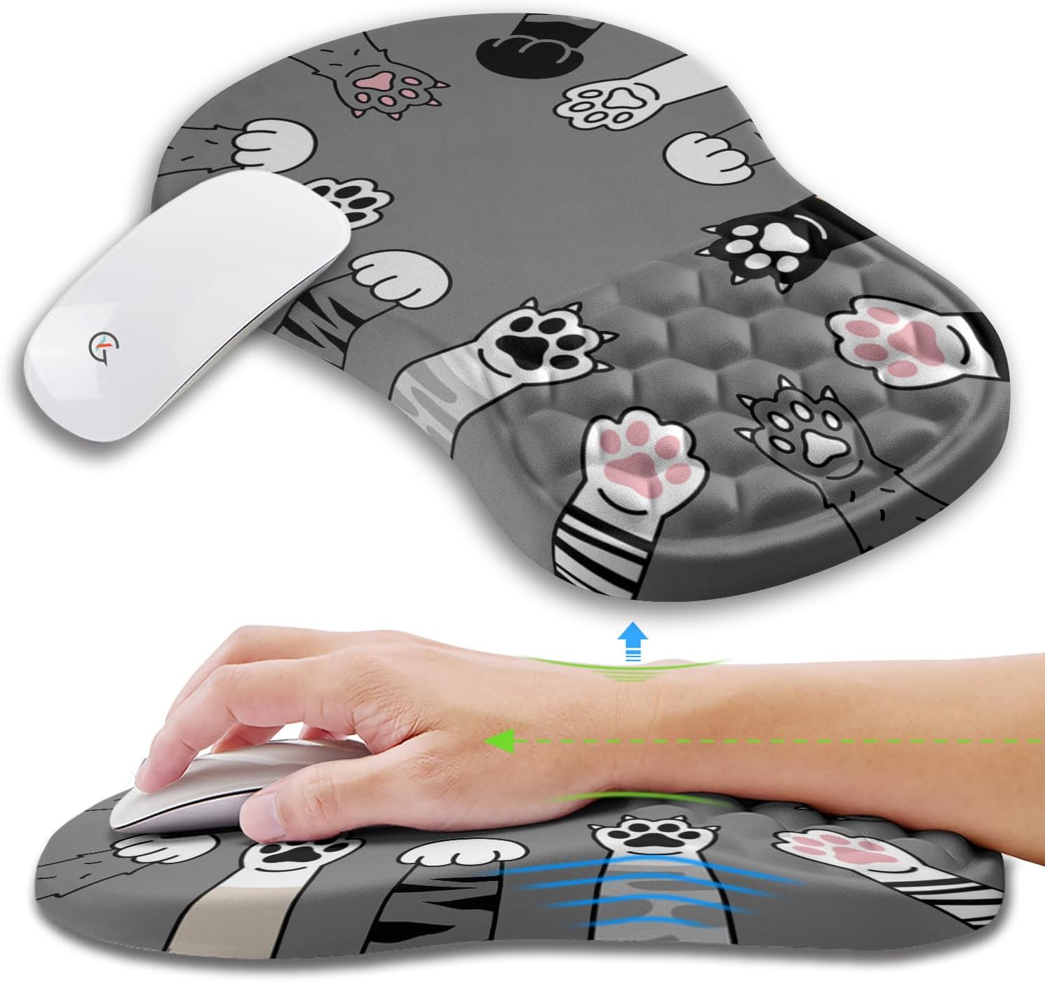 Amazon.com : Hokafenle 2 in 1 Ergonomic Mouse Pad Wrist Support & Wrist ...