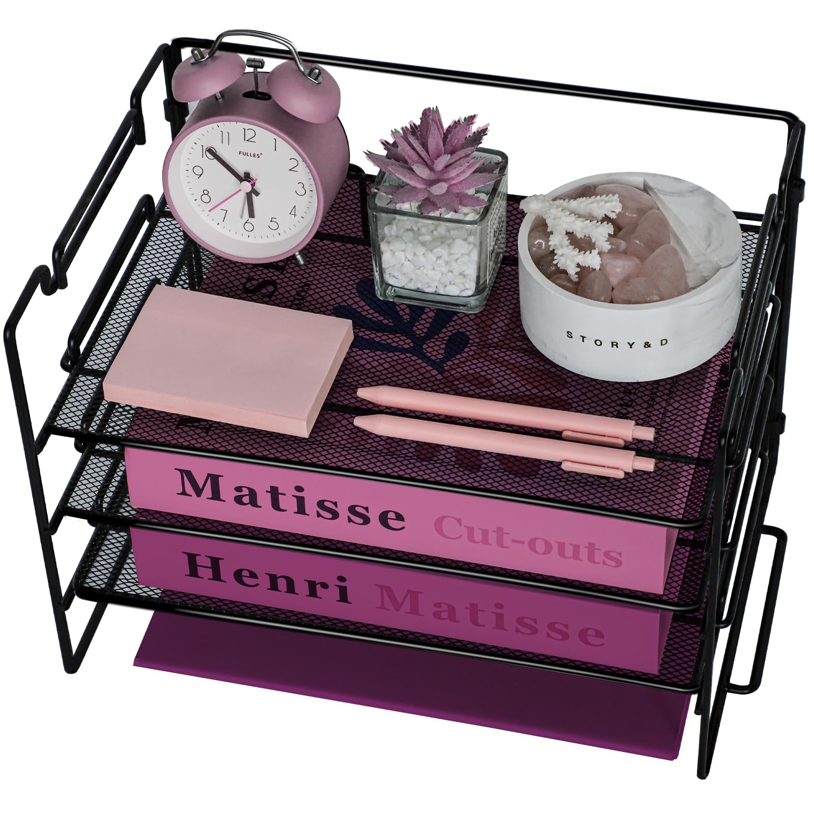 ideallife Metal Desk Organizer Tray 3 Tier Stackable Letter Tray ...