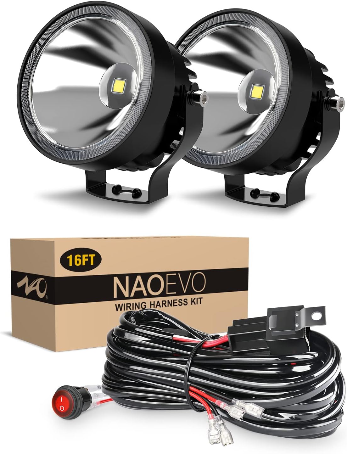 Amazon.com: NAOEVO 2pcs 4inch Led Light Pods White Spotlight and NAOEVO ...