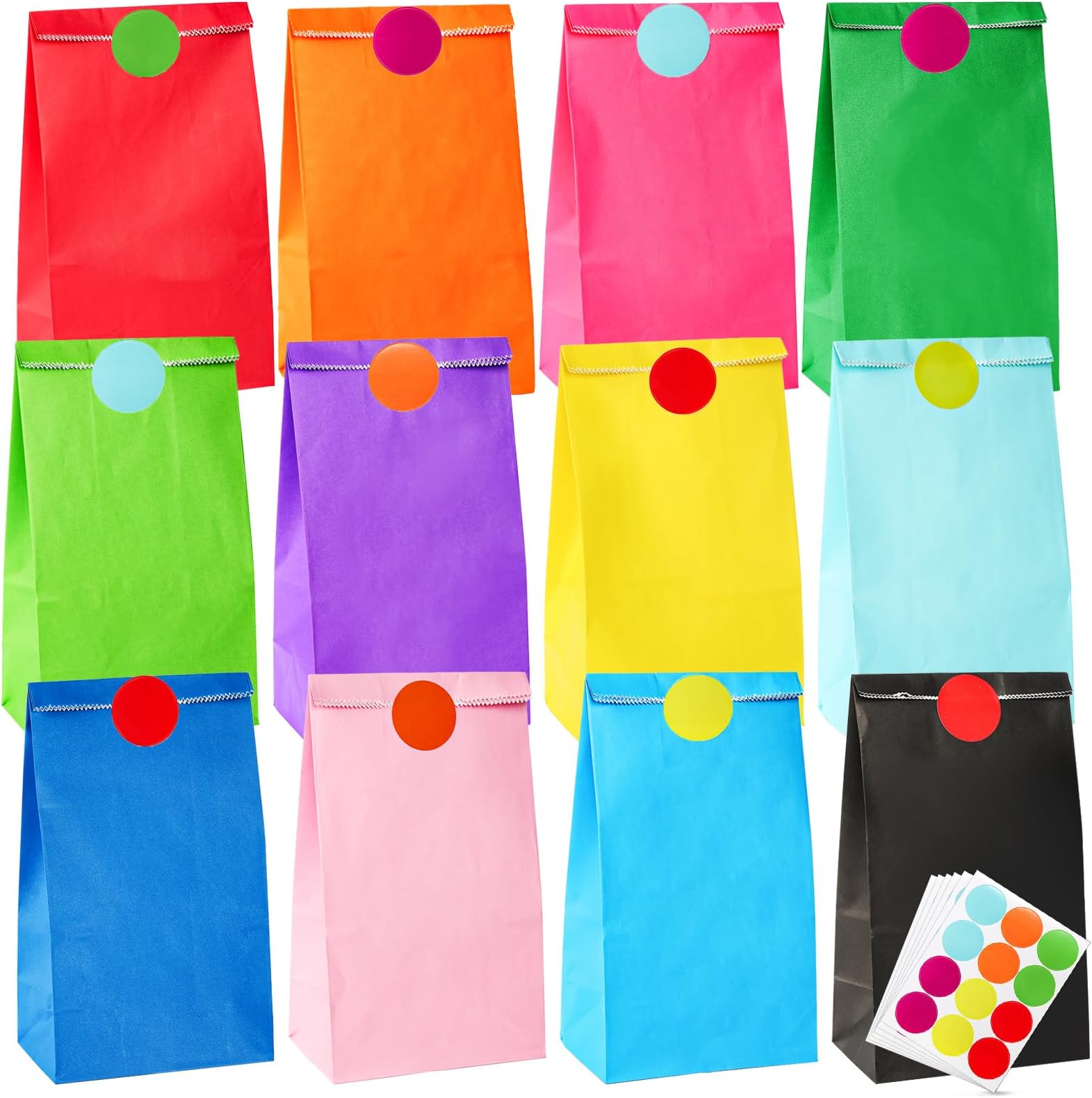 Amazon.com: Jucoan 120 Pack Solid Color Paper Party Favor Bags, 9 x 5 x ...