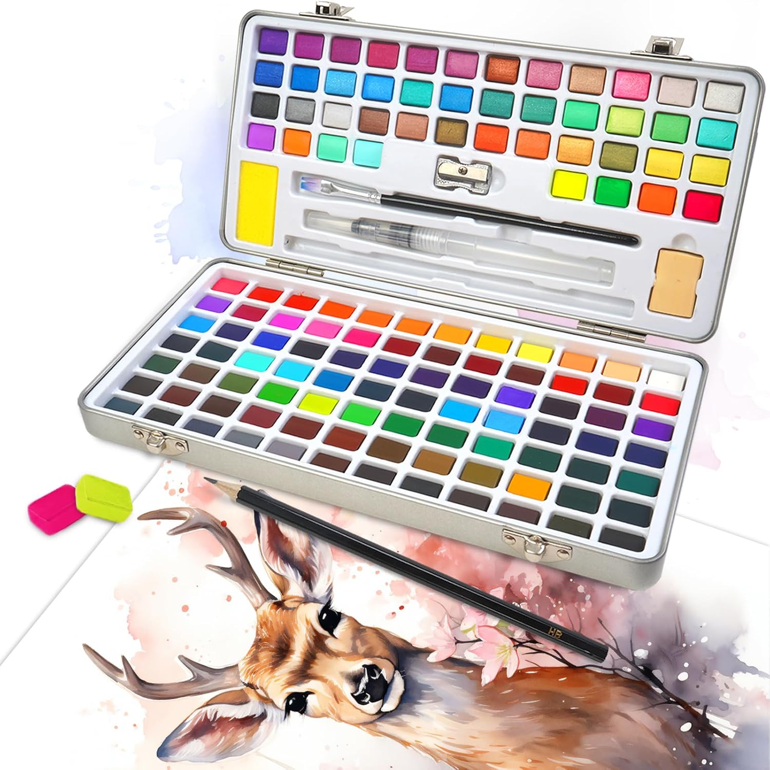 Amazon.com: 128 Colors Watercolor Paint Set, Including 84 Regular, 36 ...