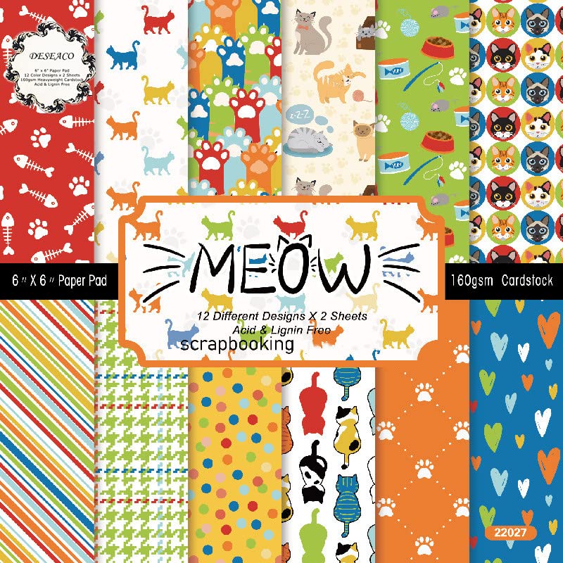 Amazon.com : DESEACO Cat Scrapbook Paper Pad:Cute Pet-Inspired Craft ...
