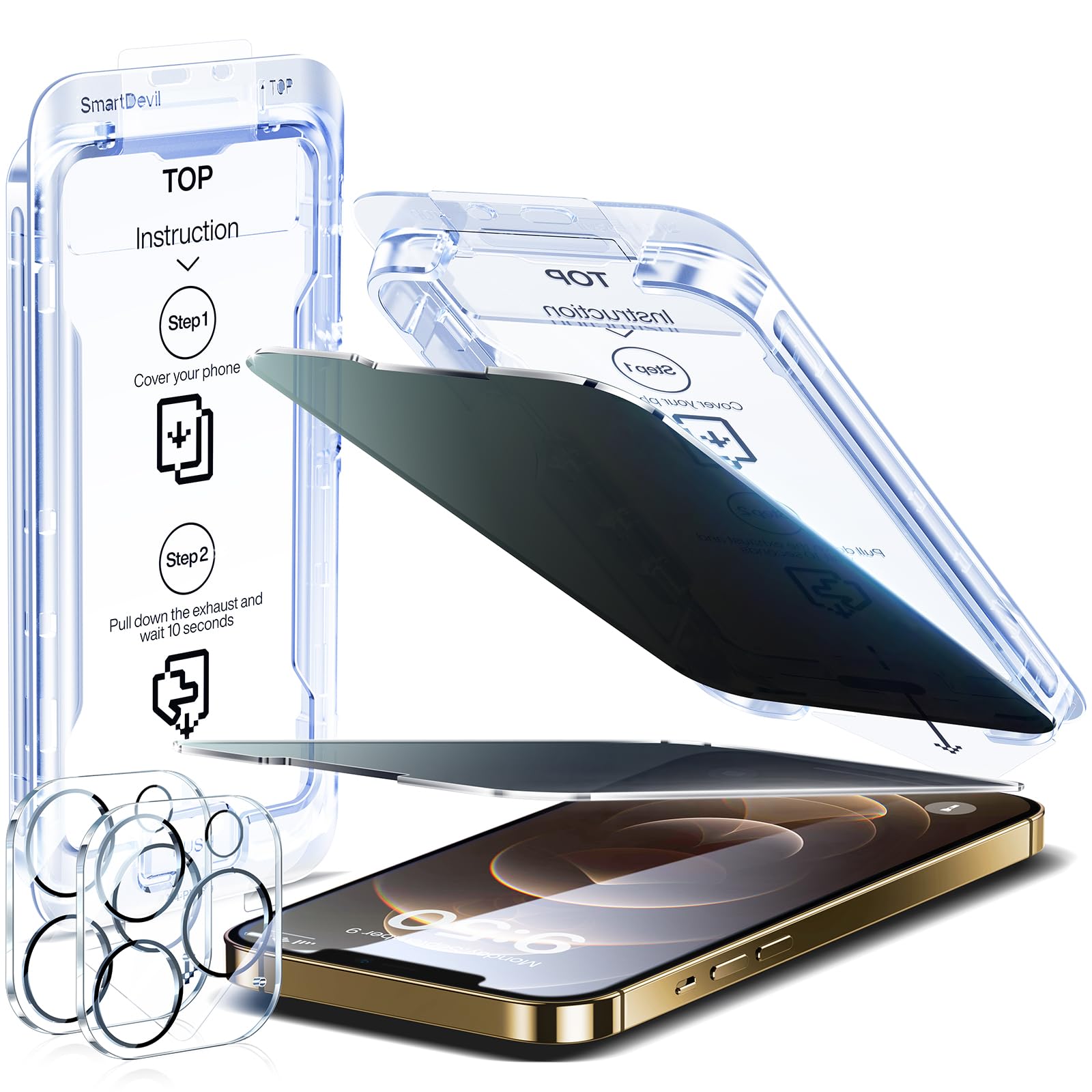 Amazon.com: SMARTDEVIL 2Pack for iPhone 12 Pro Max Privacy Screen Protector with 2Pack Camera ...