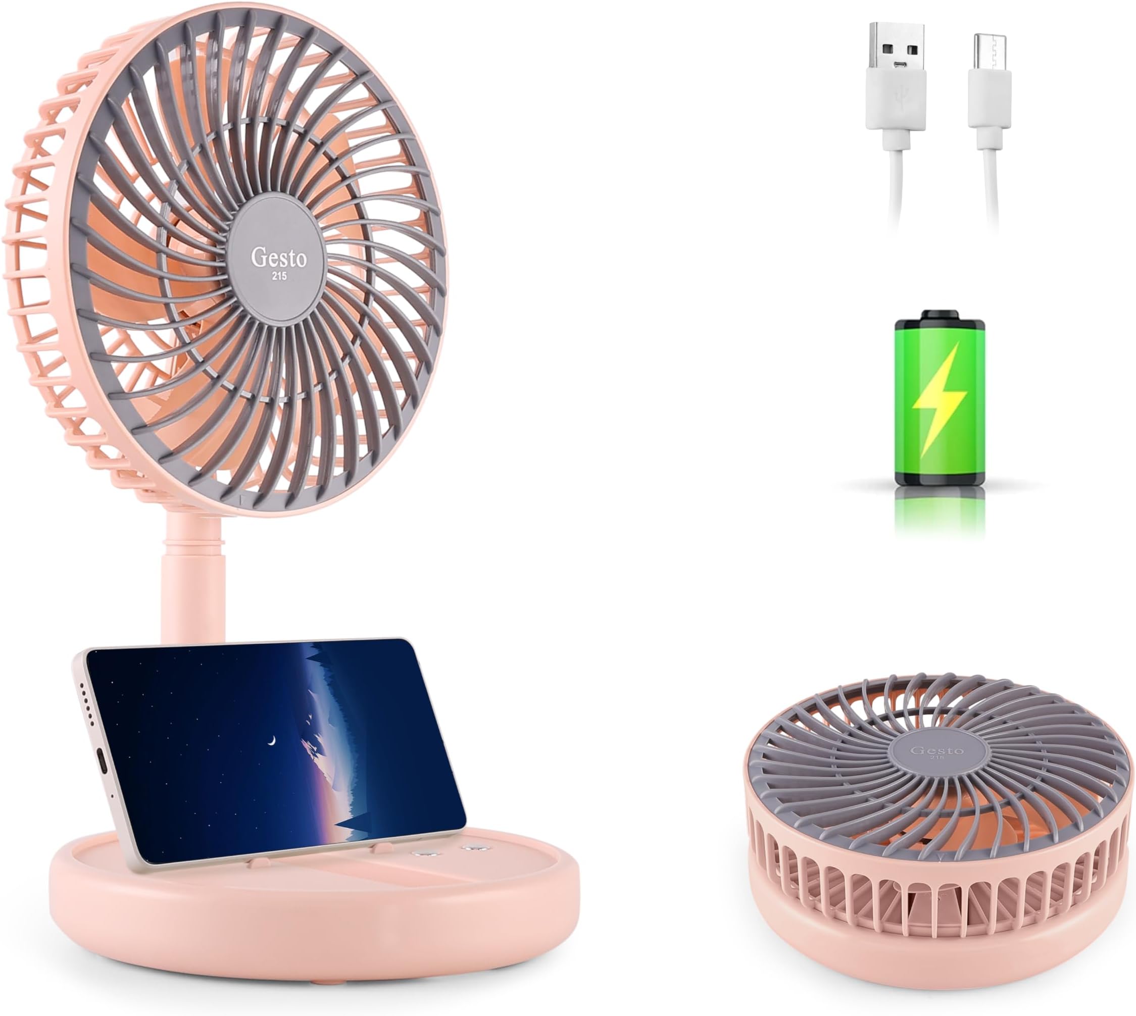 Buy SHAYONAM 4000mAh Rechargeable Desk Fan, Portable Table Fan,USB Fan ...