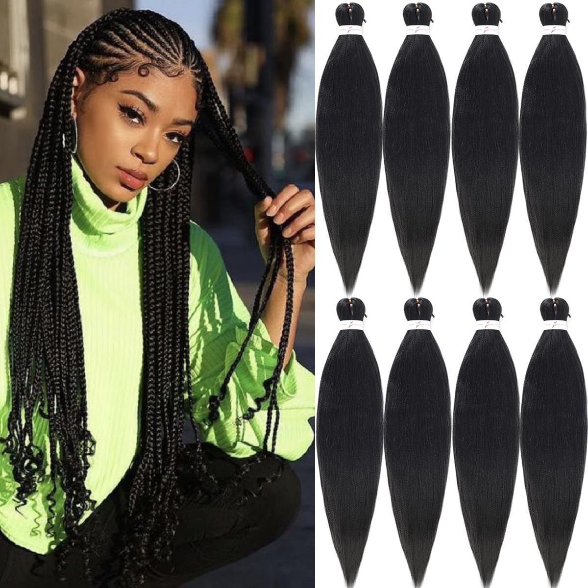 Amazon.com : Braiding Hair Pre Stretched Black Easy Brading Hair EZ ...