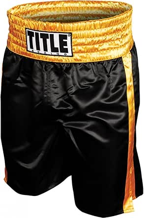 Amazon.com : Title Professional Boxing Trunks, Black/Gold, Large ...