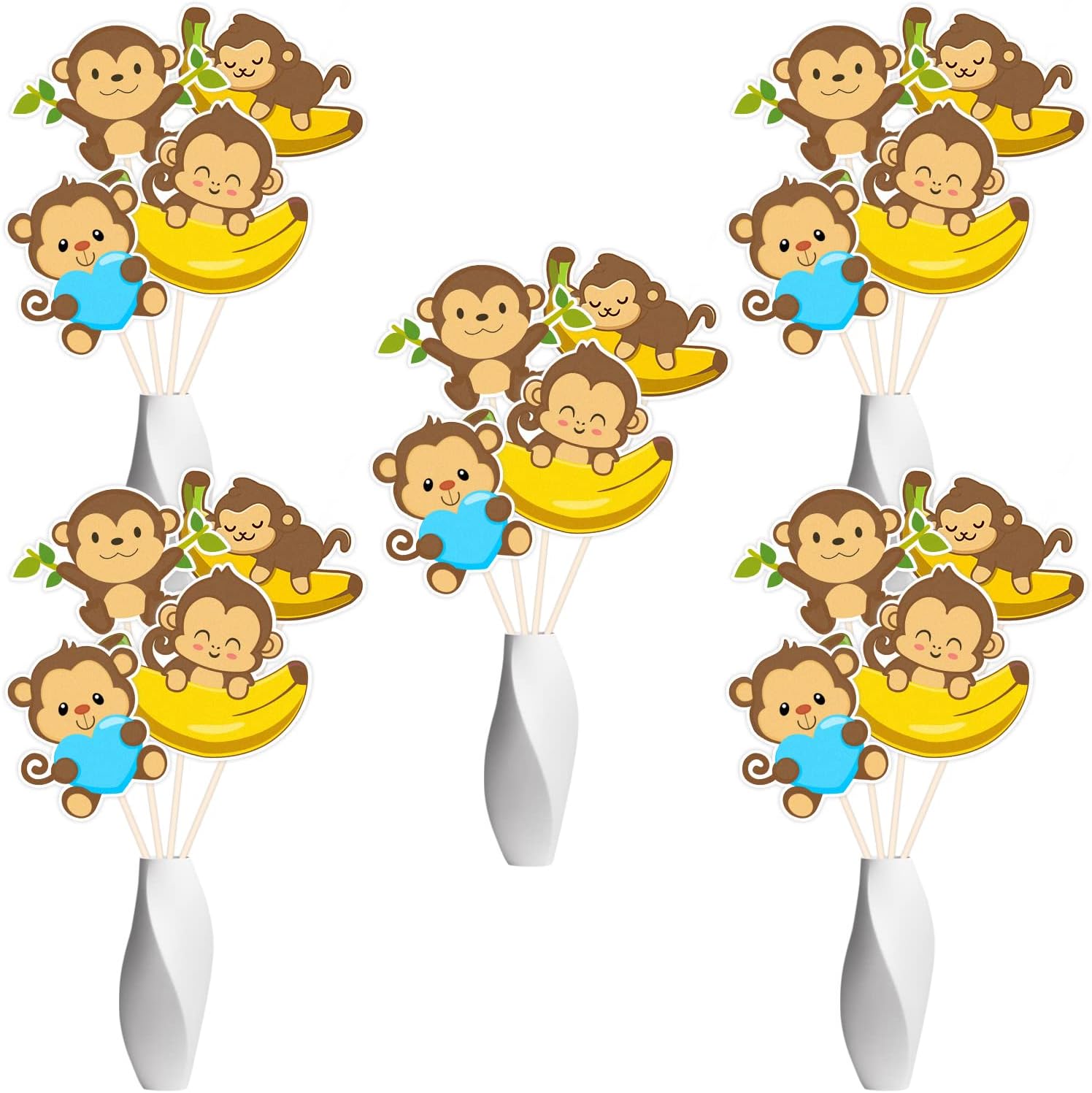 Amazon.com: LECAKTO Monkey Boy Centerpiece Sticks - Blue Sign - It’s a ...