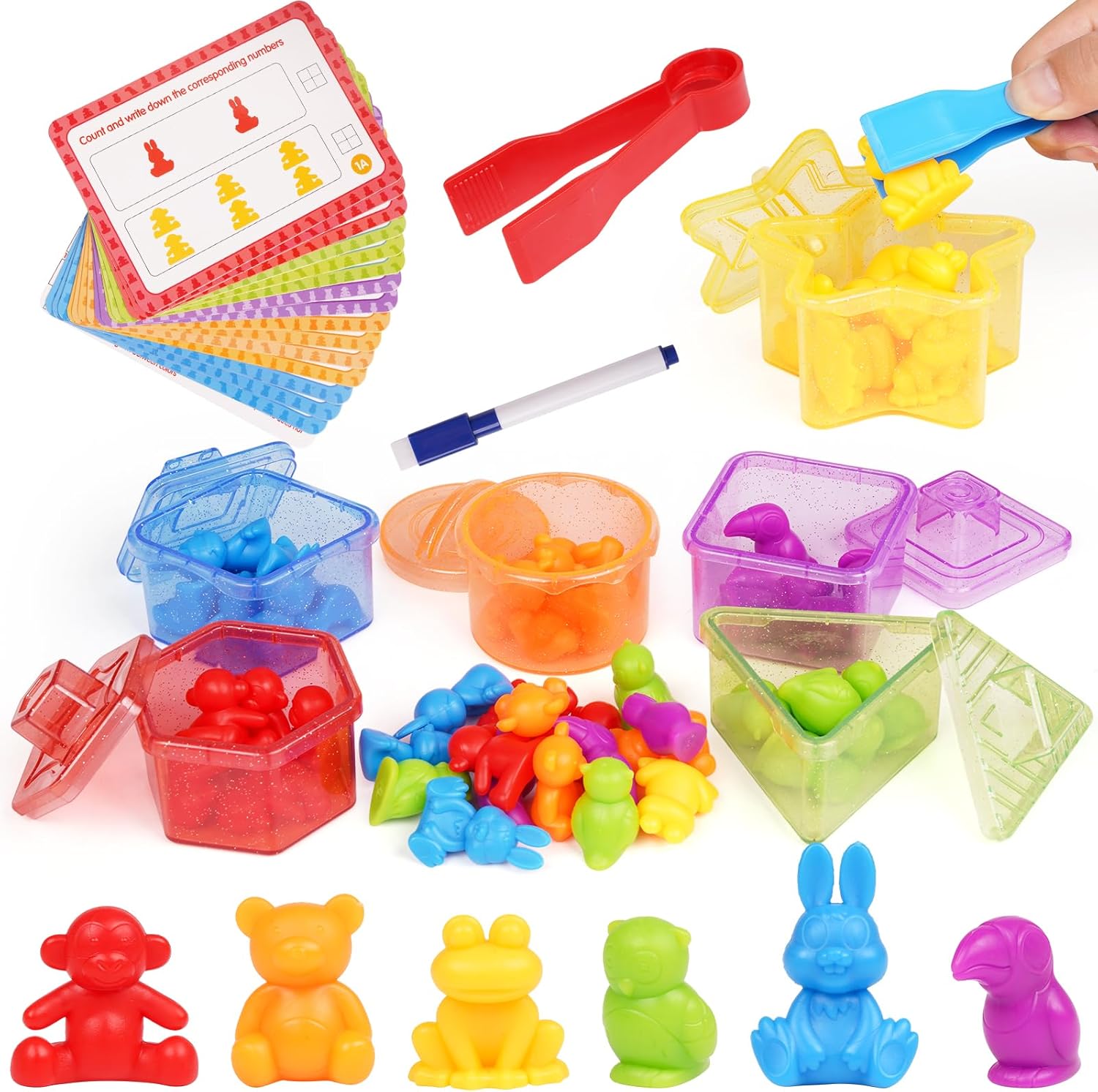 Amazon.com: Counting Animal Toy Matching Games Color Sorting Toys with ...
