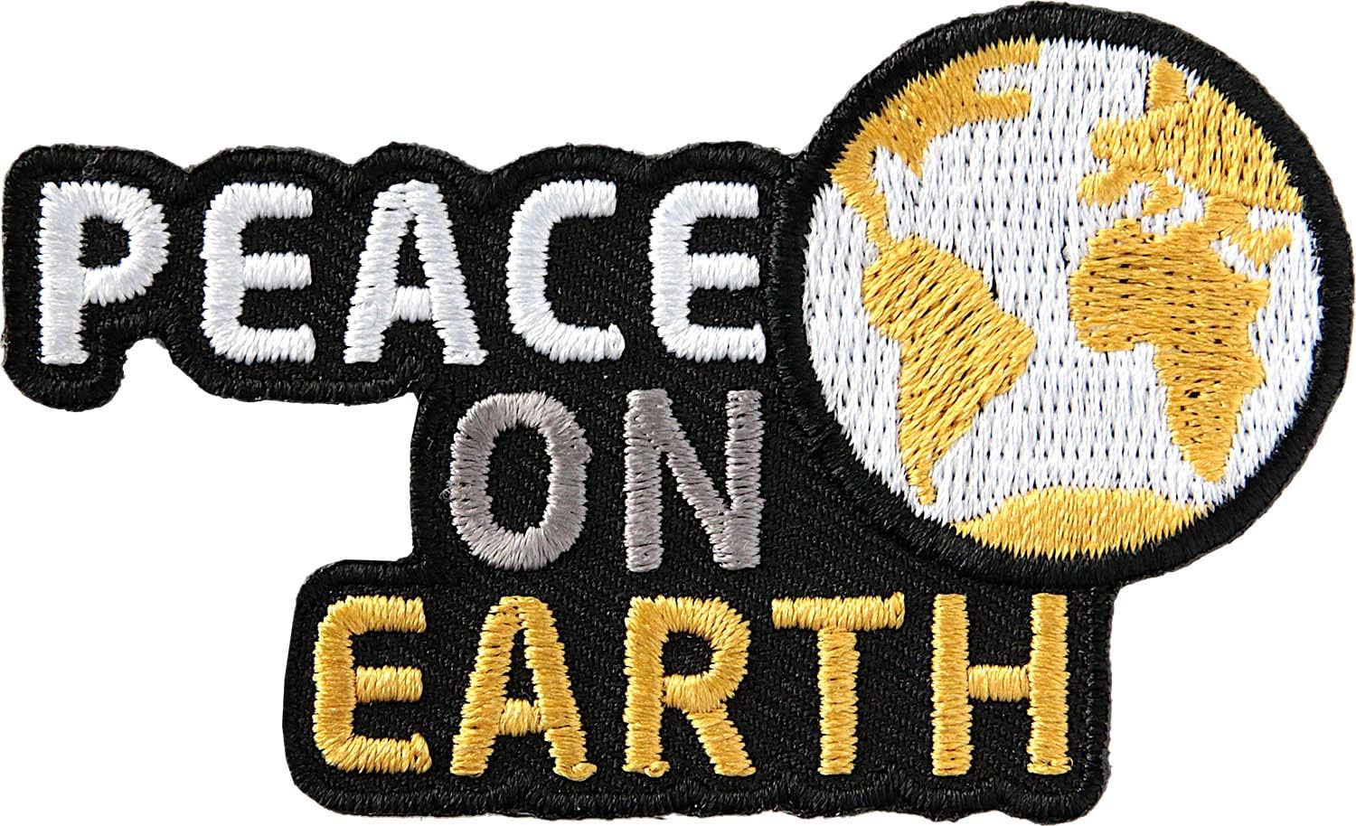 2 x Peace on Earth Patch 72 x 44 mm gestickt/Aufnäher Aufbügeln ...