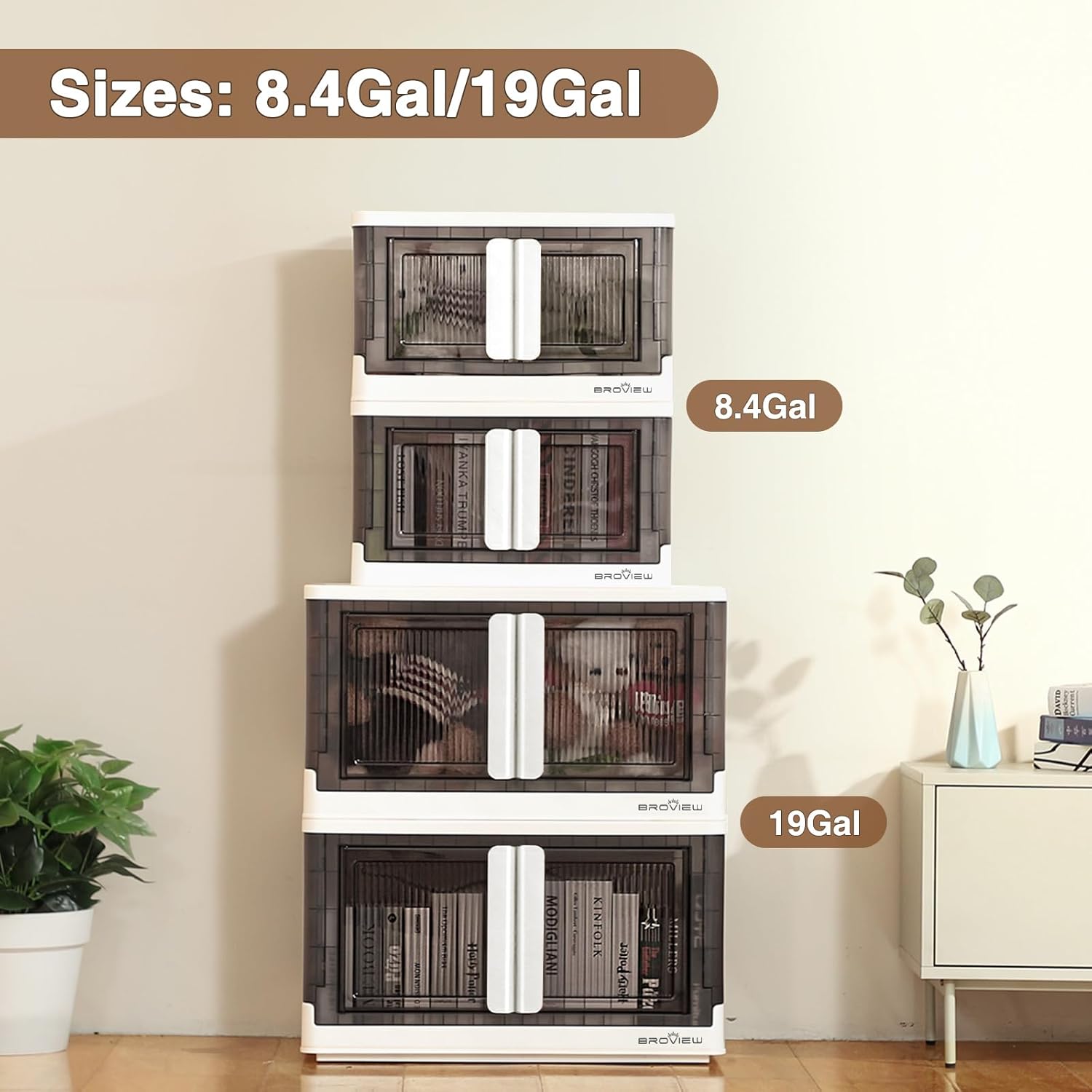 BROVIEW V6 – Contenedores de almacenamiento plegables con tapas, 8.4 ...