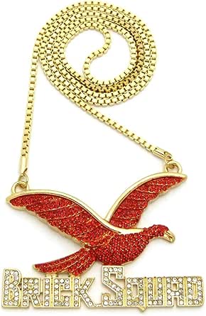 For HIP HOP FULLY ICED BRICK SQUAD PENDANT WITH 30" BOX CHAIN GOLD ...