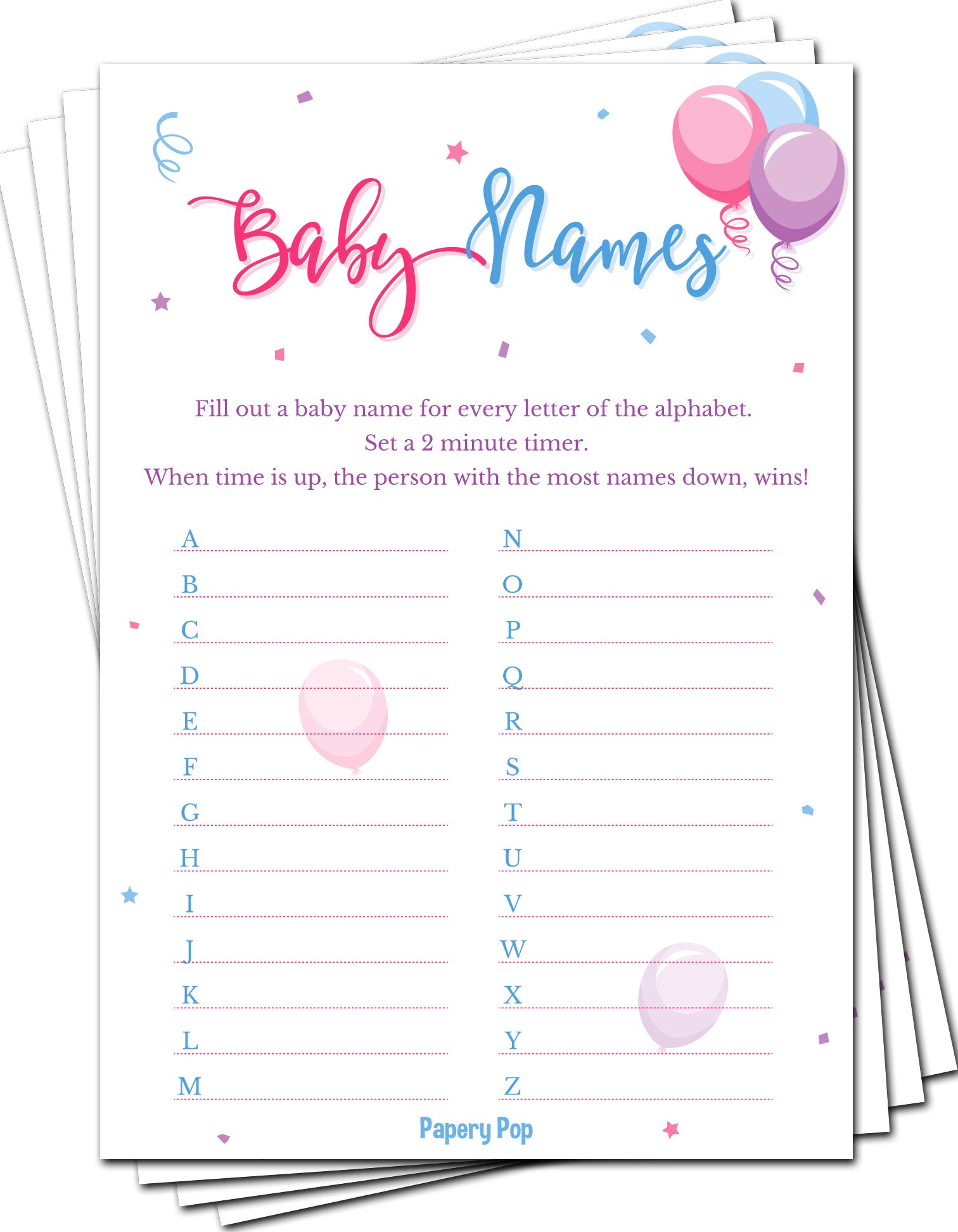 Gender Reveal Games Baby Names Game Cards Pack Of 50 | Desertcart Sri Lanka