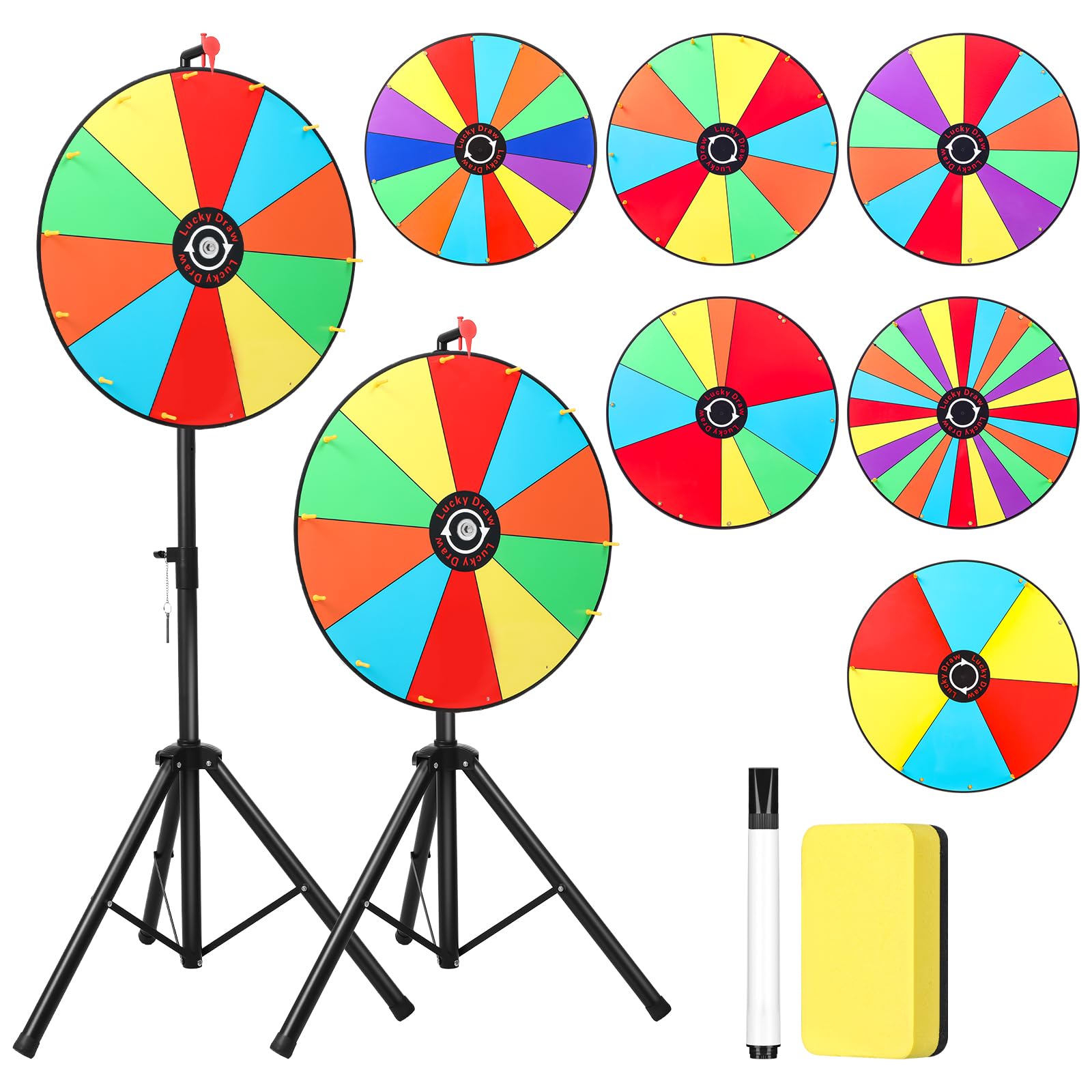 Amazon.com: Rotatingpals 24 Inch 6 in 1 Prize Wheel with Folding Tripod for Tabletop or Floor ...