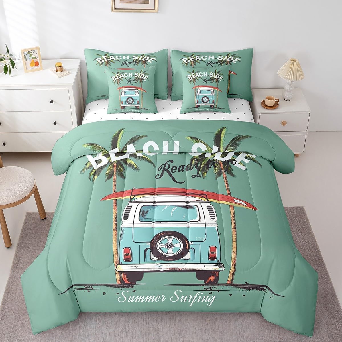 Amazon.com: Erosebridal 7 Piece Ocean Beach Surf Full Bedding Set ...