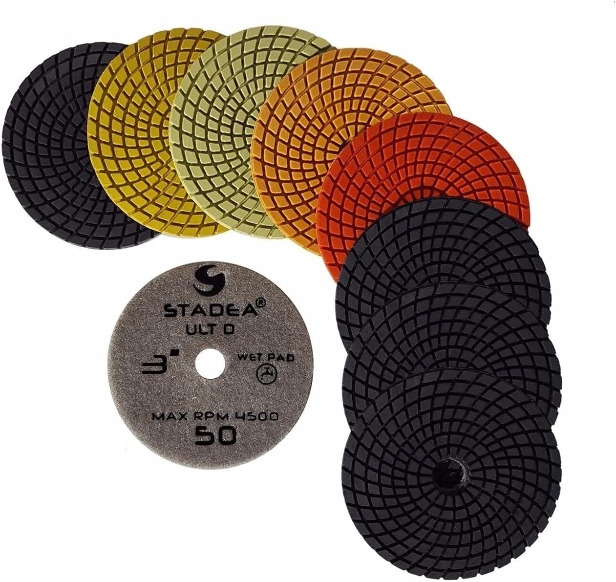 Stadea PPW141X 5" Diamond Granite Polishing Pads Set For Granite Quartz ...