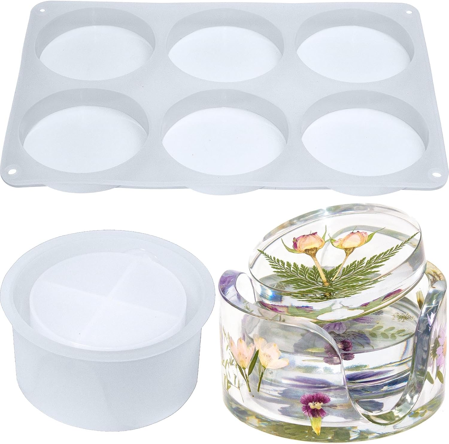 Amazon.com: 6-Cavity Deep Coaster Molds with 4 Inches Thickened Coaster ...