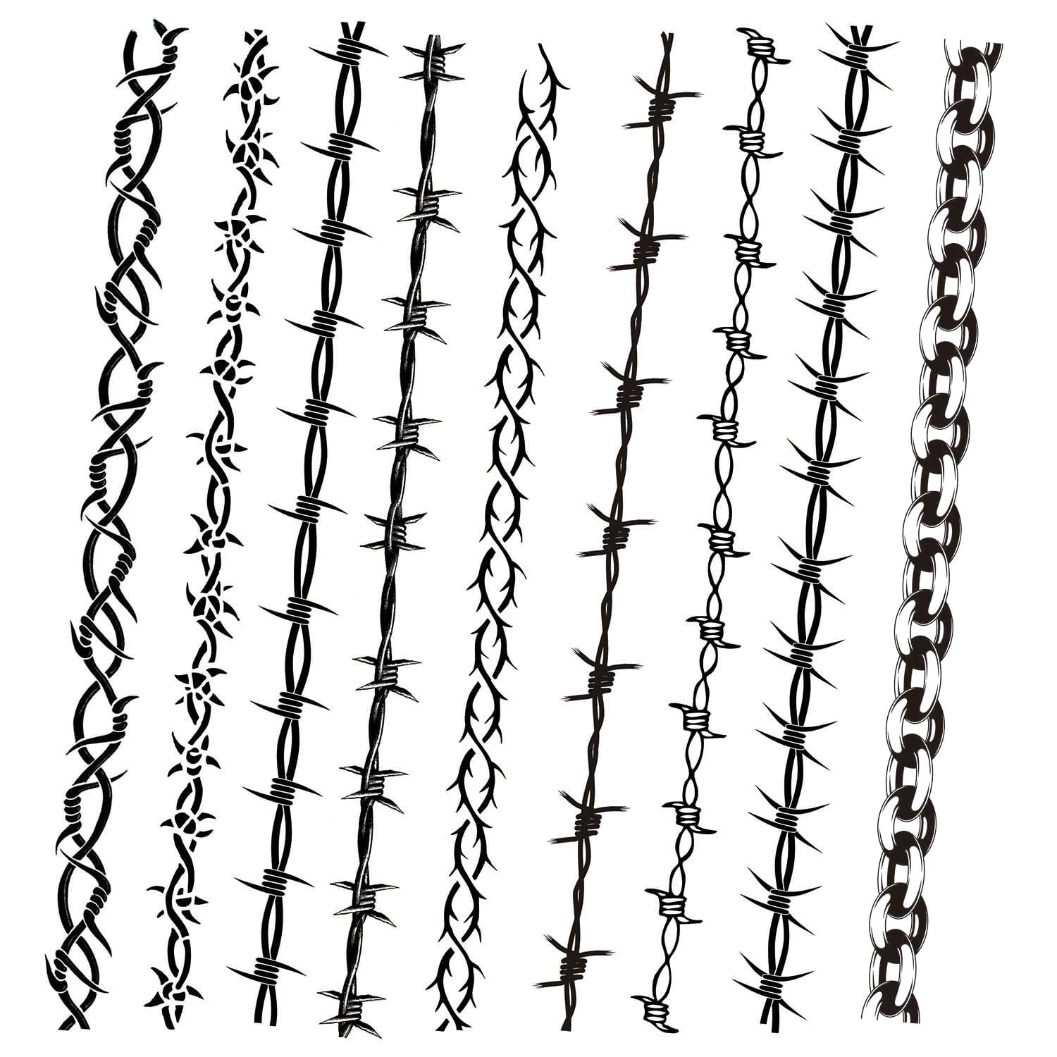 Amazon.com : Fake Barbed Wire Tattoo for Men Women, Black Barb Wire ...