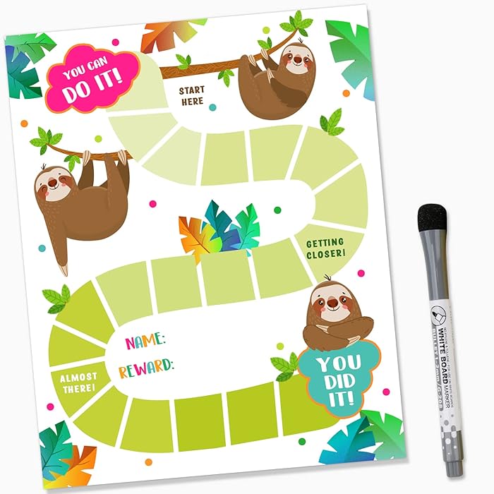 Buy Magnetic Chore Chart for Kids- Sloth Themed Reward Chart ...