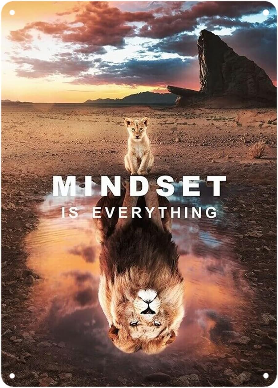 Amazon.com: Cat Lion Metal Tin Signs Mindset is Everything Funny ...