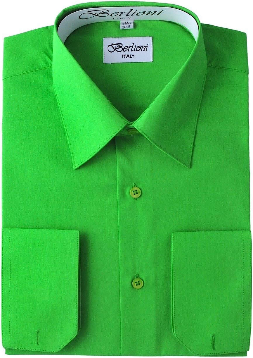 Amazon.com: King Formal Wear Camisa de vestir verde manzana con botones ...