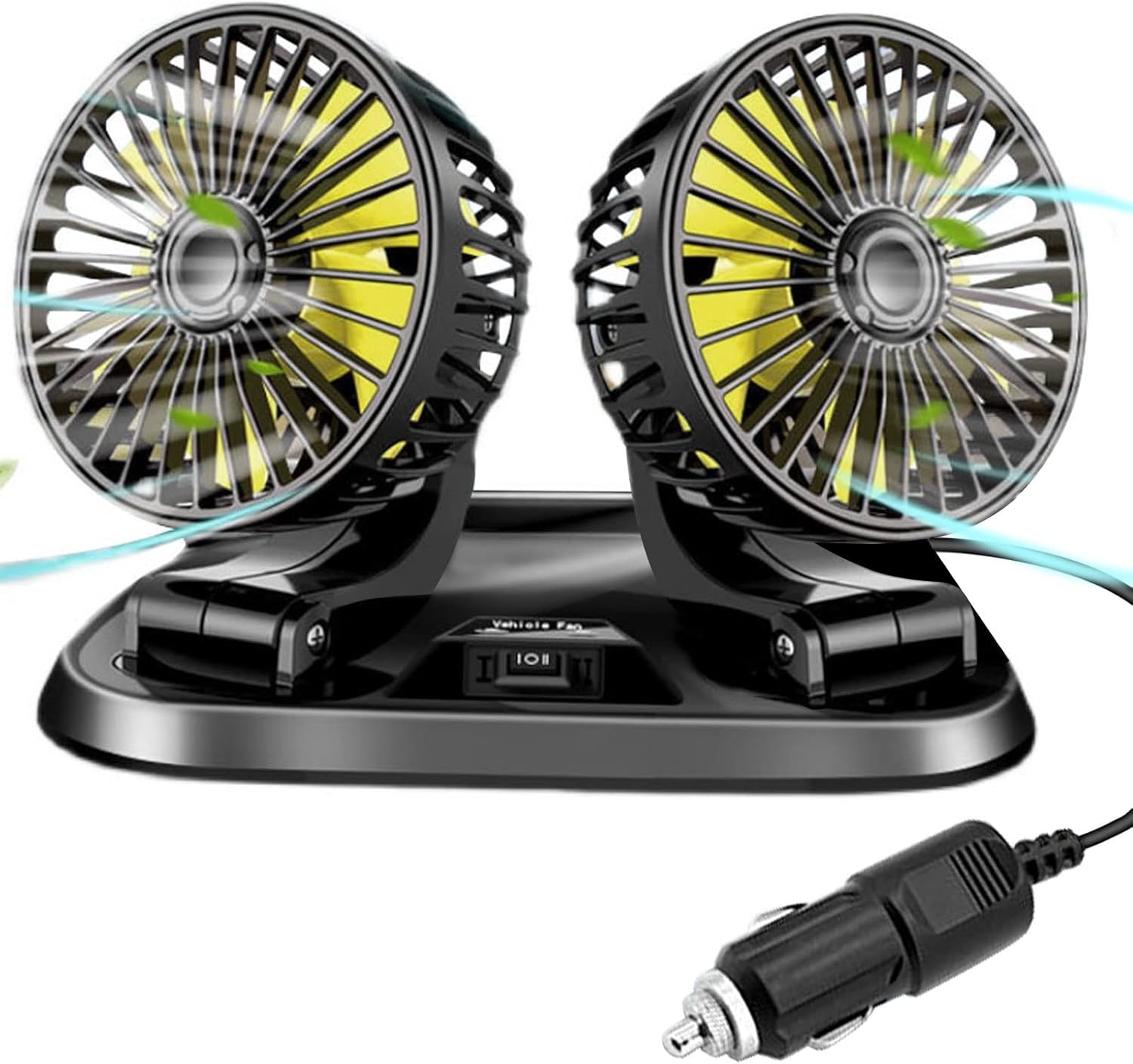 IETELEAF 12V Car Fan, 360 Degree Rotation, 2 Speed Adjustable, 5 Inch ...