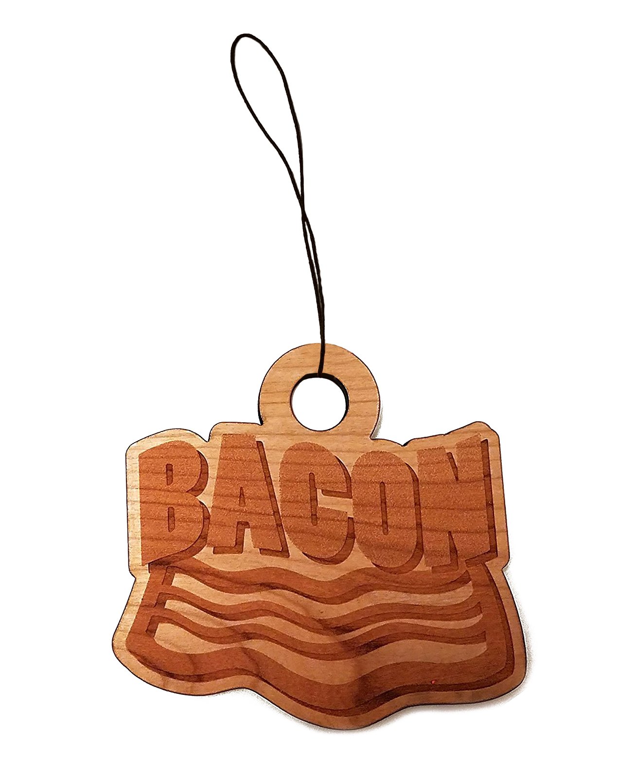 Amazon.com: Bacon Laser Engraved Light Wooden Rear View Mirror Car ...