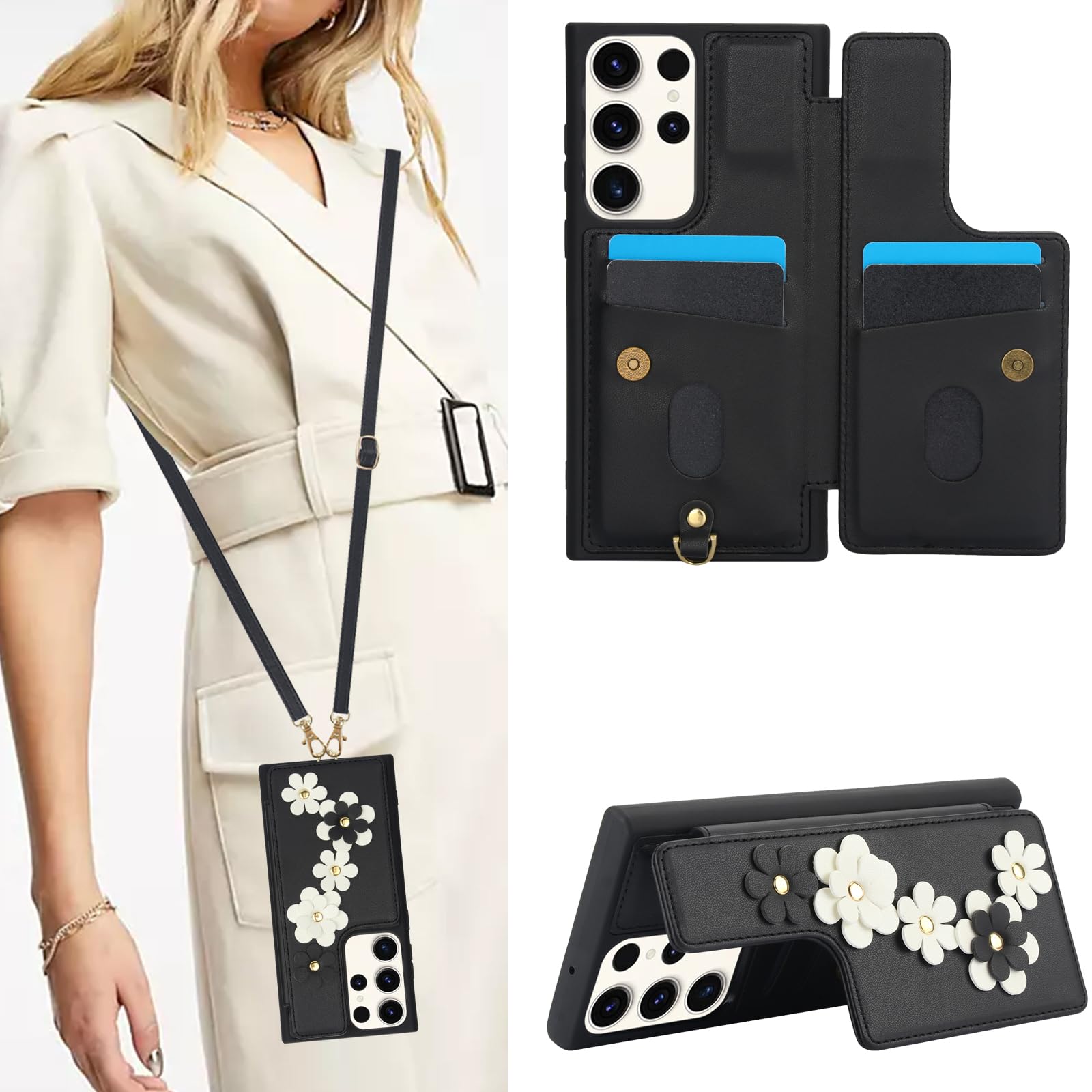 Amazon.com: MRRSIWEI for Samsung Galaxy S22 Ultra (Not S22) Crossbody Wallet Case with Card ...