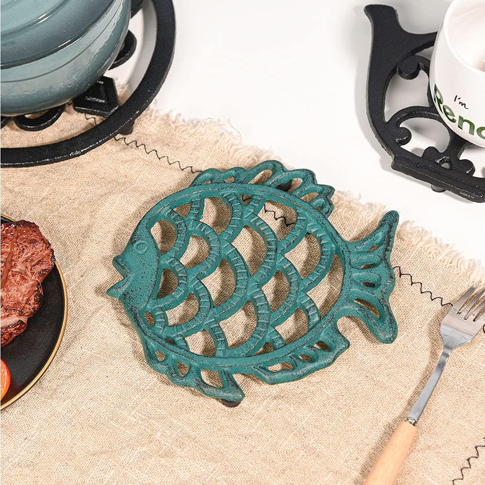 Buy Sungmor Cast Iron Cute Fish Trivet for Wood Stove - Dia-7.5 Inch ...