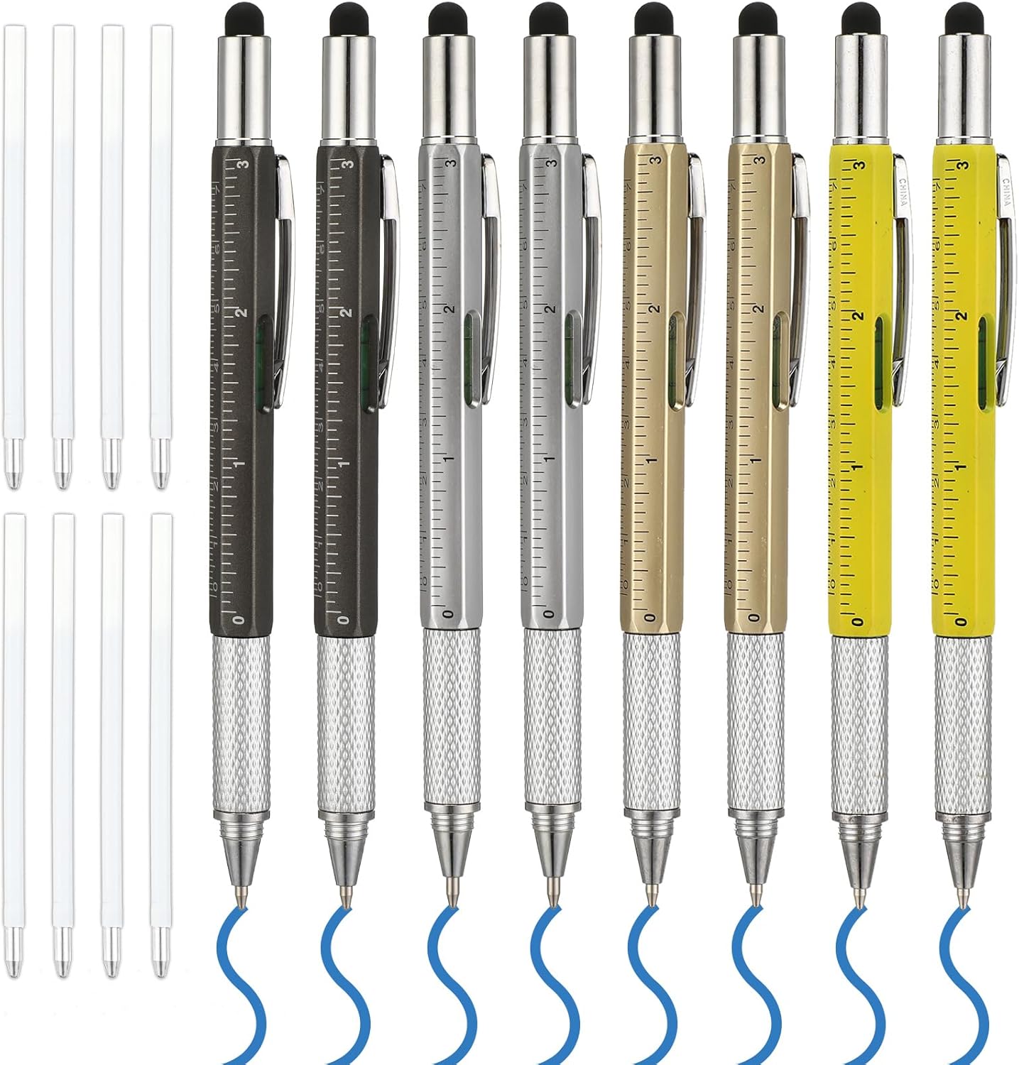 Amazon.com : Lragvtbk 8 Pieces Blue Ink Multi Tool Tech Pen Gift Pen ...