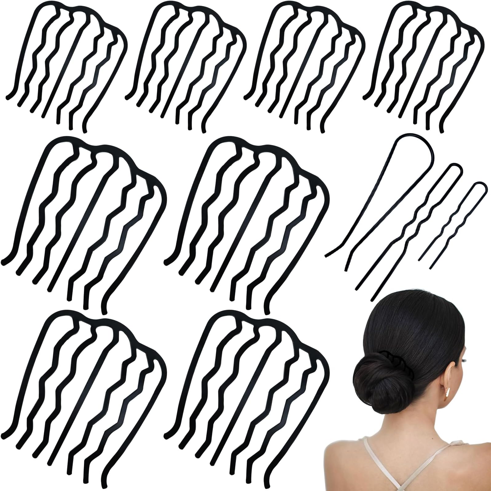 Amazon.com : 11 Pieces Hair Side Combs Metal Hair Fork Clip French ...