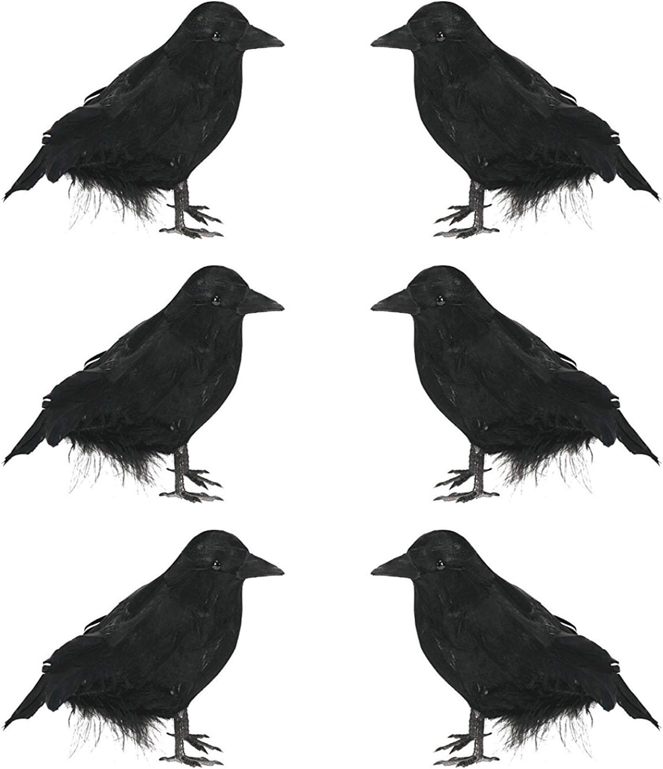 Amazon.com: Halloween Realistic Crows Black Feathered Standing Crows ...