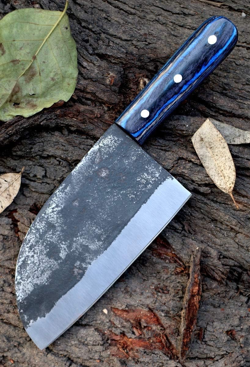 Amazon.com: Handmade Carbon Steel Serbian Cleaver Chopper Kitchen Chef ...