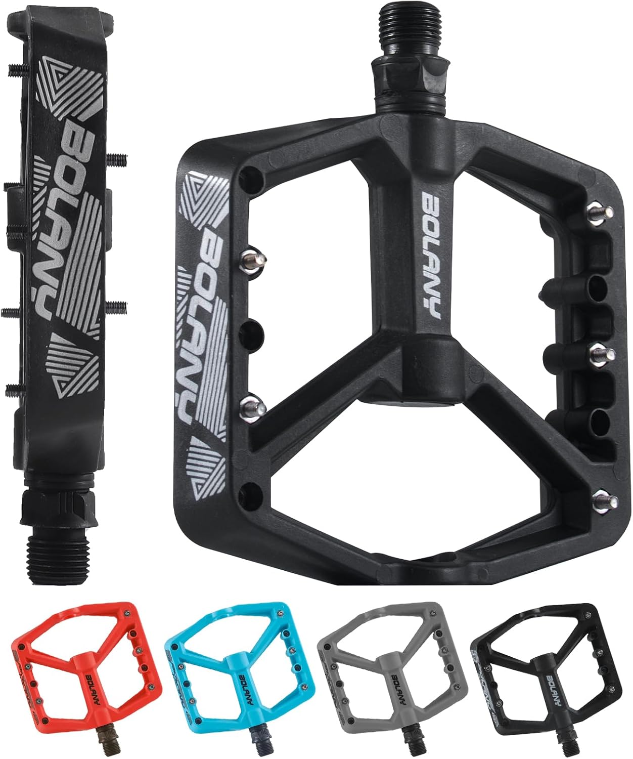 Amazon.com : BOLANY Mountain Bike Pedals, Nylon Fiber MTB Pedals Doub Bearing Bicycle Flat ...