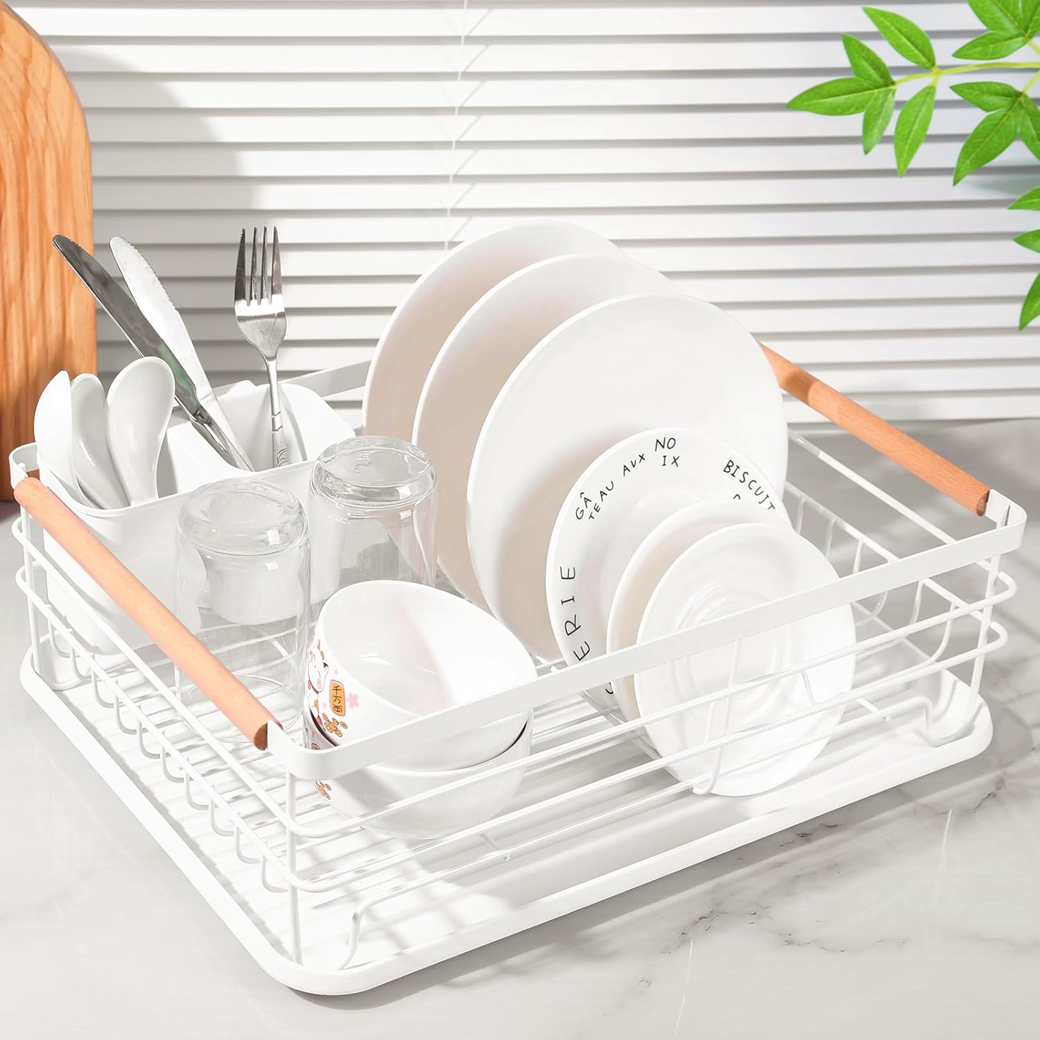 RTUIY Dish Drainer,Draining Rack,Draining Basket with Utensil Holder ...