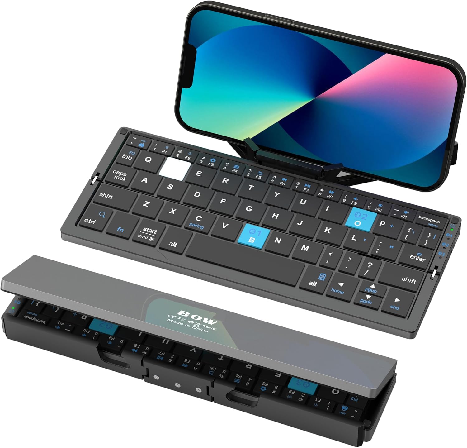 Amazon.com: Mini Foldable Bluetooth Keyboard with Magnetic Stand ...