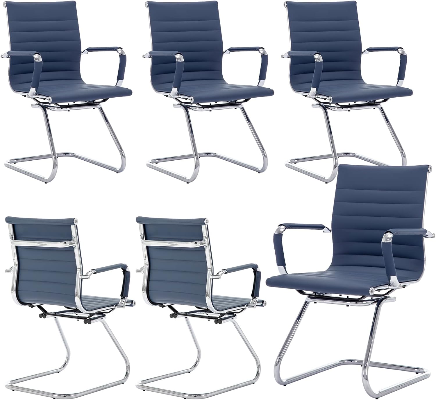 Amazon.com: Guyou Office Reception Guest Chairs Set of 6 Mid Back PU ...