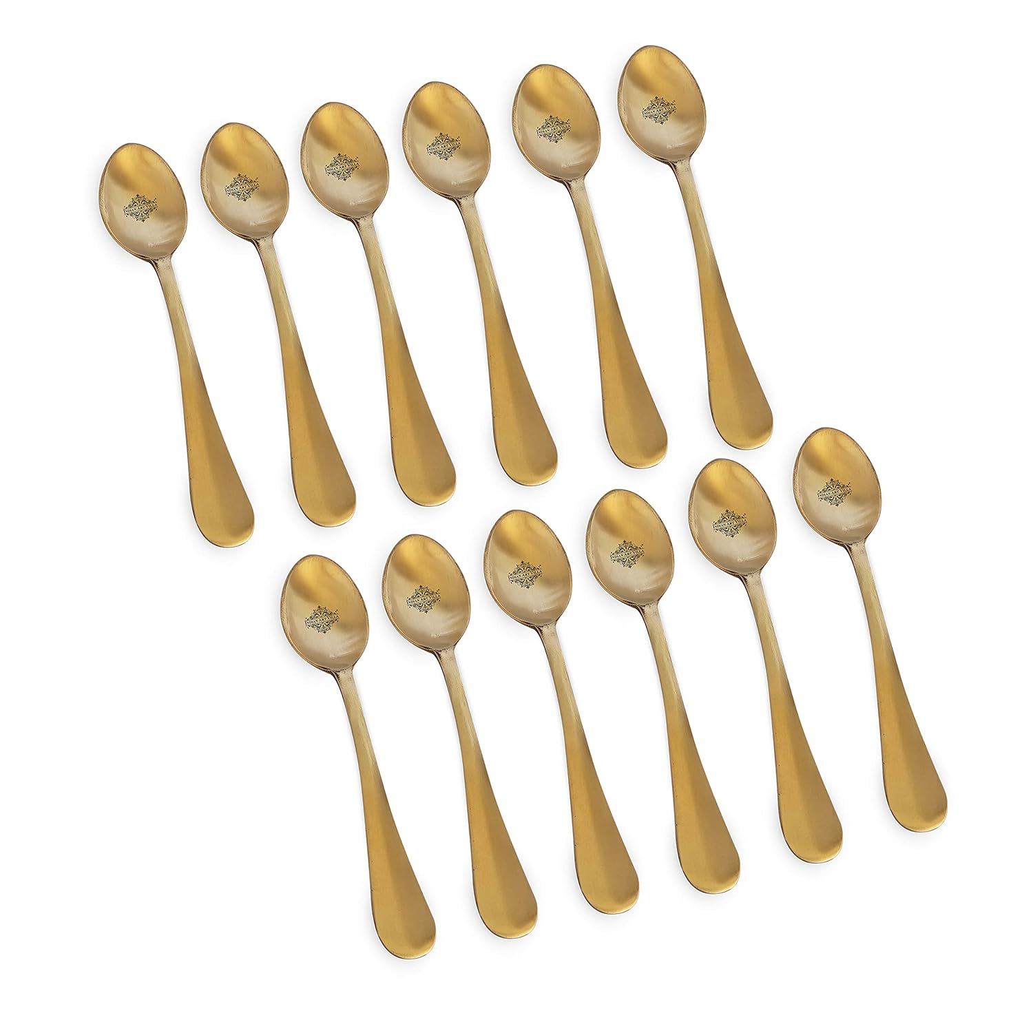 Buy INDIAN ART VILLA Pure Brass Spoon Set with Elegant Matt Finish ...