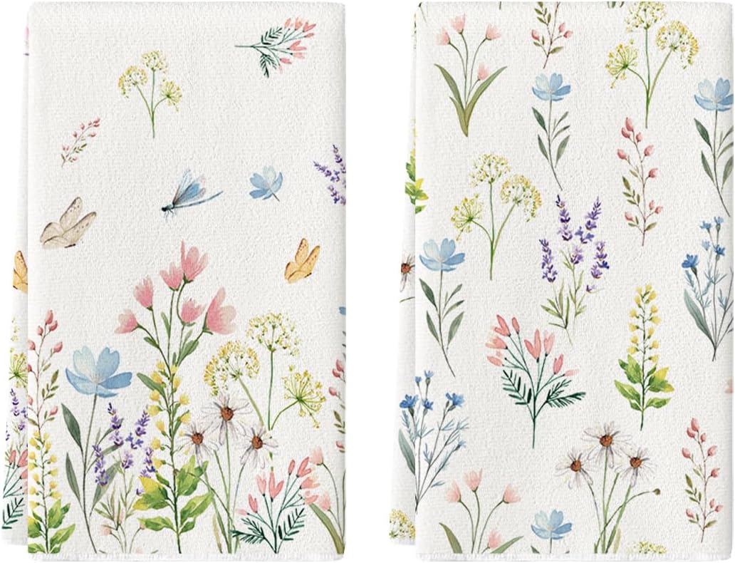 Amazon.com: Artoid Mode Flowers Floral Spring Kitchen Towels Dish ...