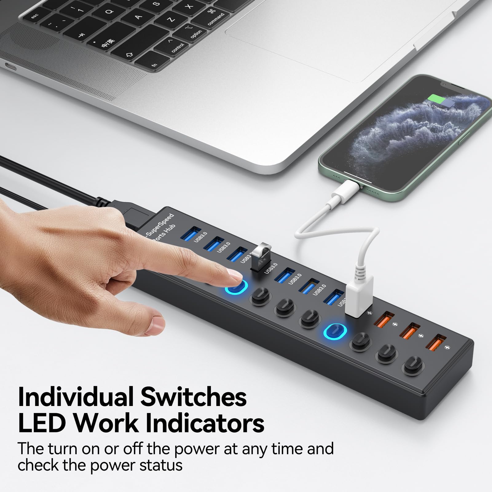 Snapklik.com : Powered USB 3.0 Hub 11-Port, Data 7 Ports + Charging 4 ...