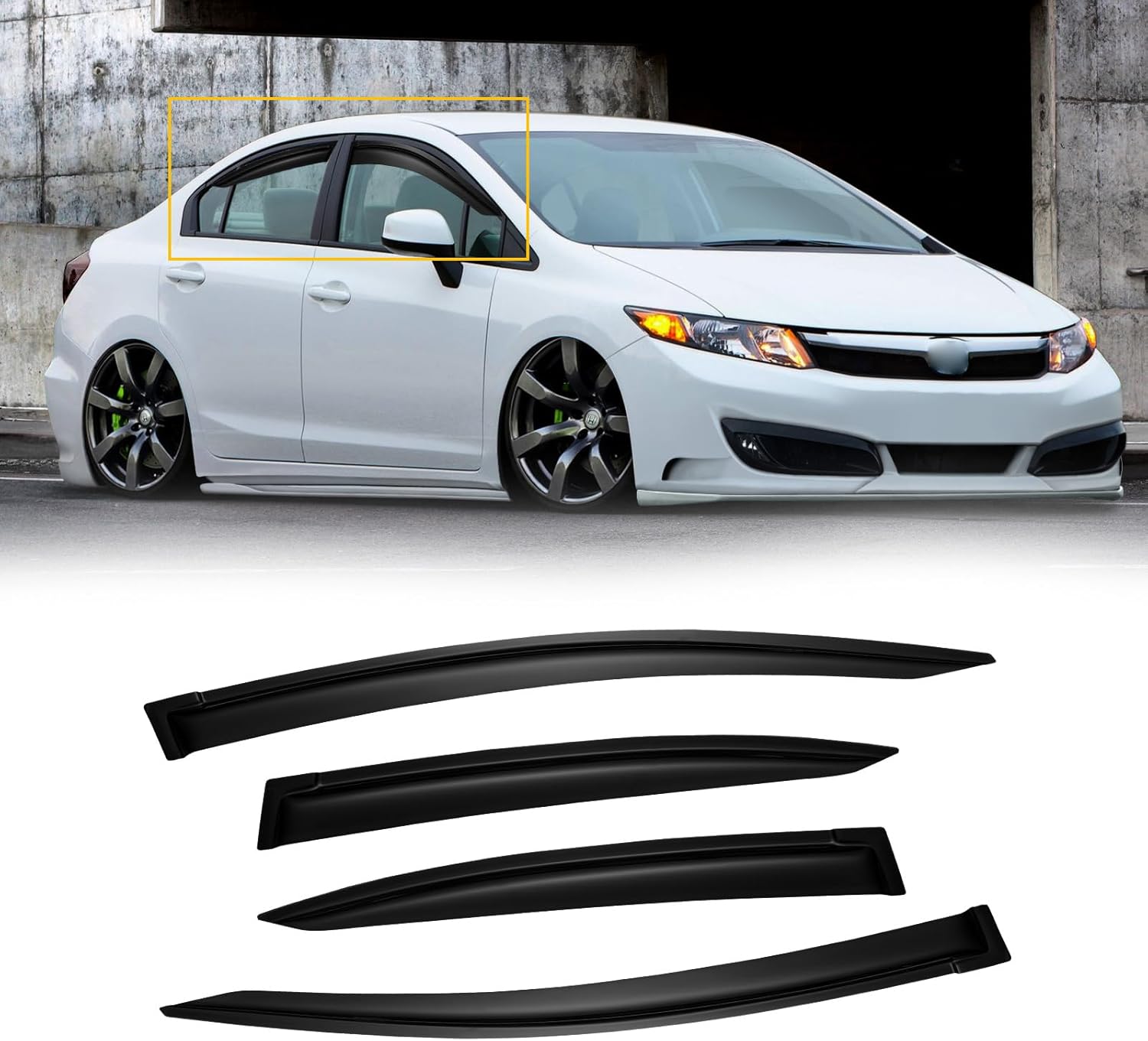 Amazon.com: CMVT Auto Window Visors for 2012-2015 Honda Civic Sedan 4 ...