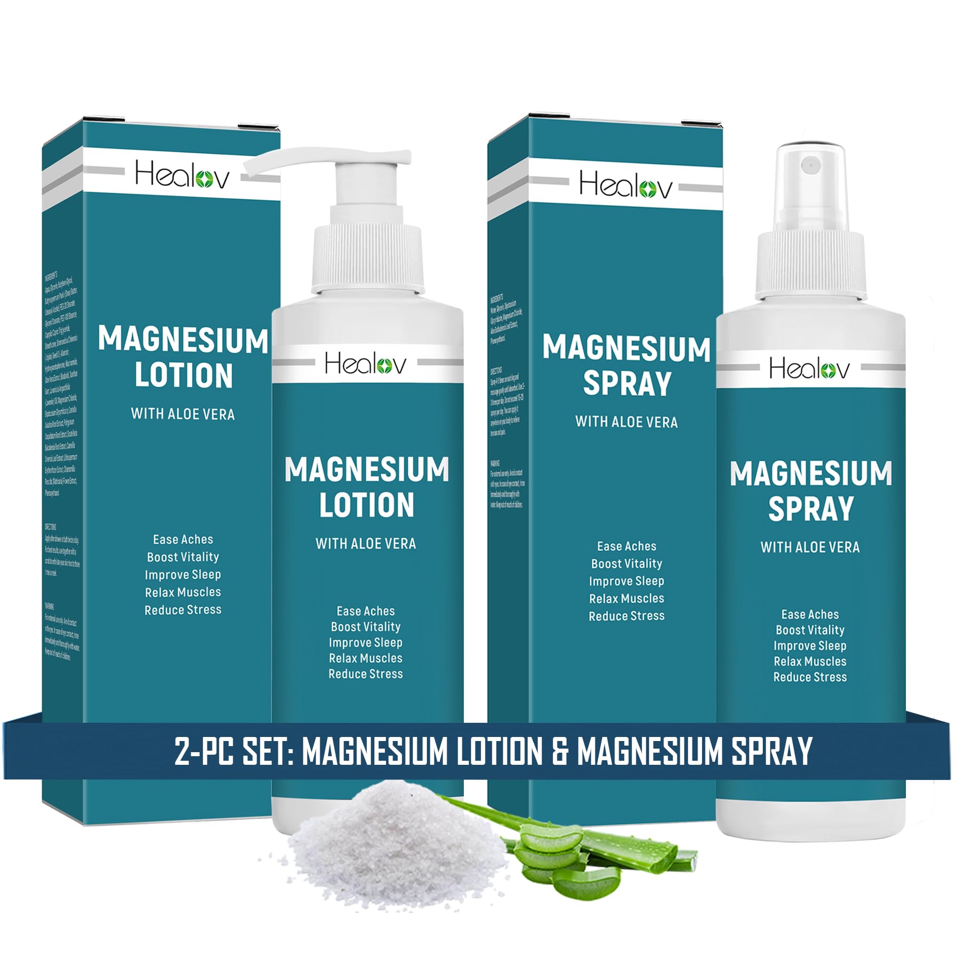 Amazon.com: Magnesium Oil Spray + Magnesium Lotion Set – Pure Soothing ...