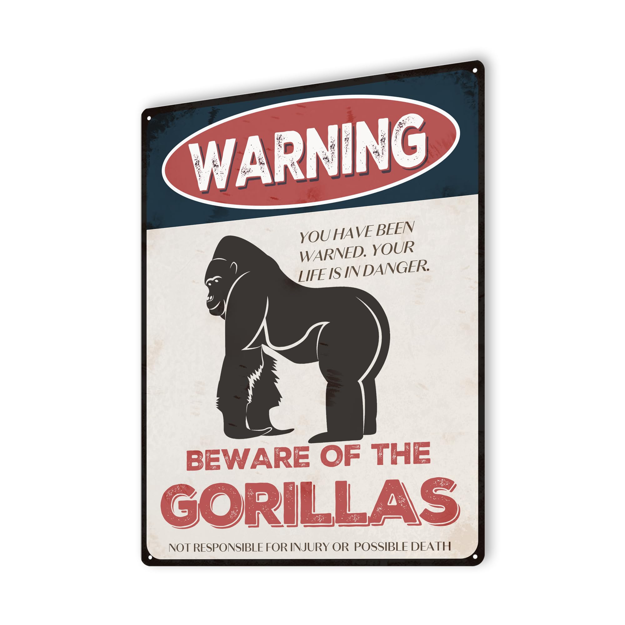 Amazon.com : Beware of Gorillas Sign 12x16 inch Animal Metal Signs for ...